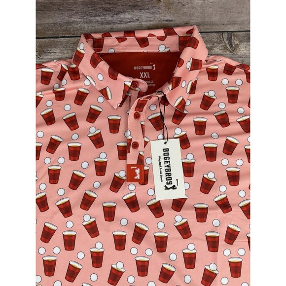 Bogey Bros | Shirts | Bogey Bros Funny Golf Polo Shirt Mens Size 2xl Pink Red Solo Cups Beer ...